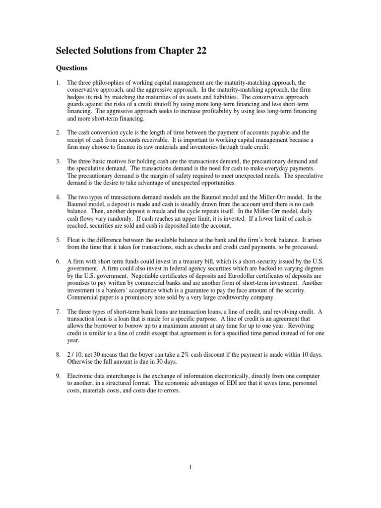 Selected Solutions From Chapter 22: Questions | PDF | Credit Card ...