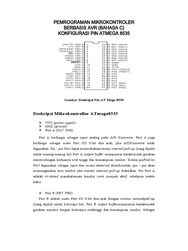 Konfigurasi Pin AVR ATmega8535 | PDF