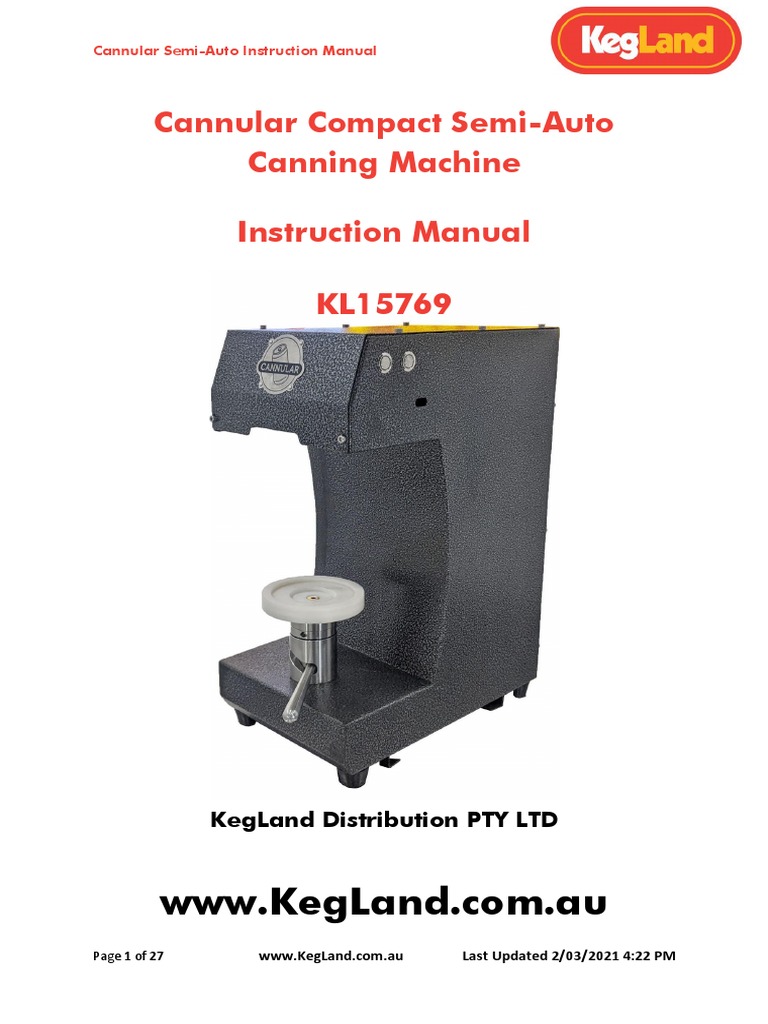 Cannular Semi-Auto Canning Manual | PDF | Nut (Hardware) | Screw