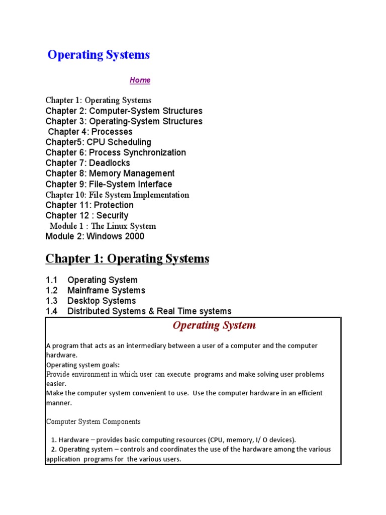 Operating Systems Notes From Gitam Website | PDF | Operating System ...