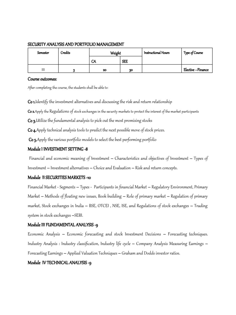 Security Analysis and Portfolio Management | PDF | Investing ...