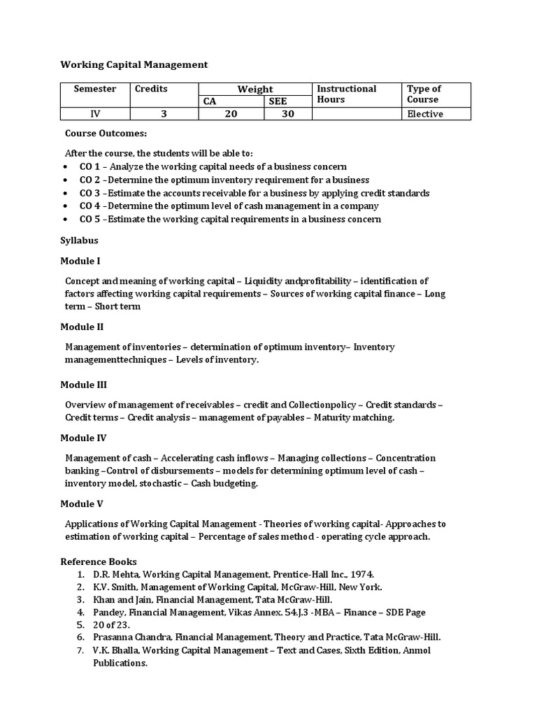 Working Capital Management | PDF