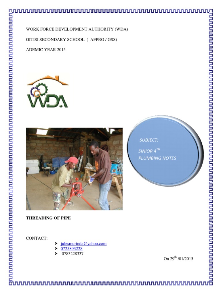 Plumbing Notes For Sinior Pdf Pipe Fluid Conveyance Plumbing