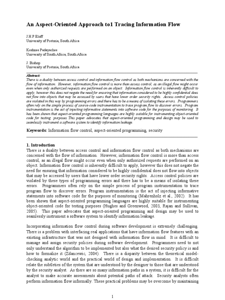 An Aspect-Oriented Approach To1 Tracing Information Flow | PDF | Classified Information | Object ...