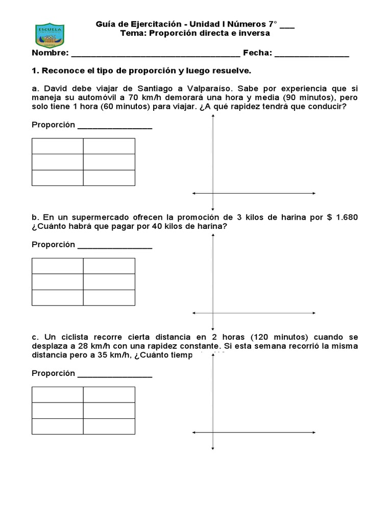 7° Guía 28 Proporcionalidad Directa e Inversa | PDF