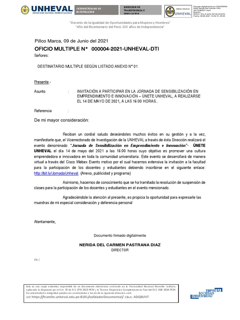 Oficio Multiple r96 2021 Dti | Descargar gratis PDF | Iniciativa ...