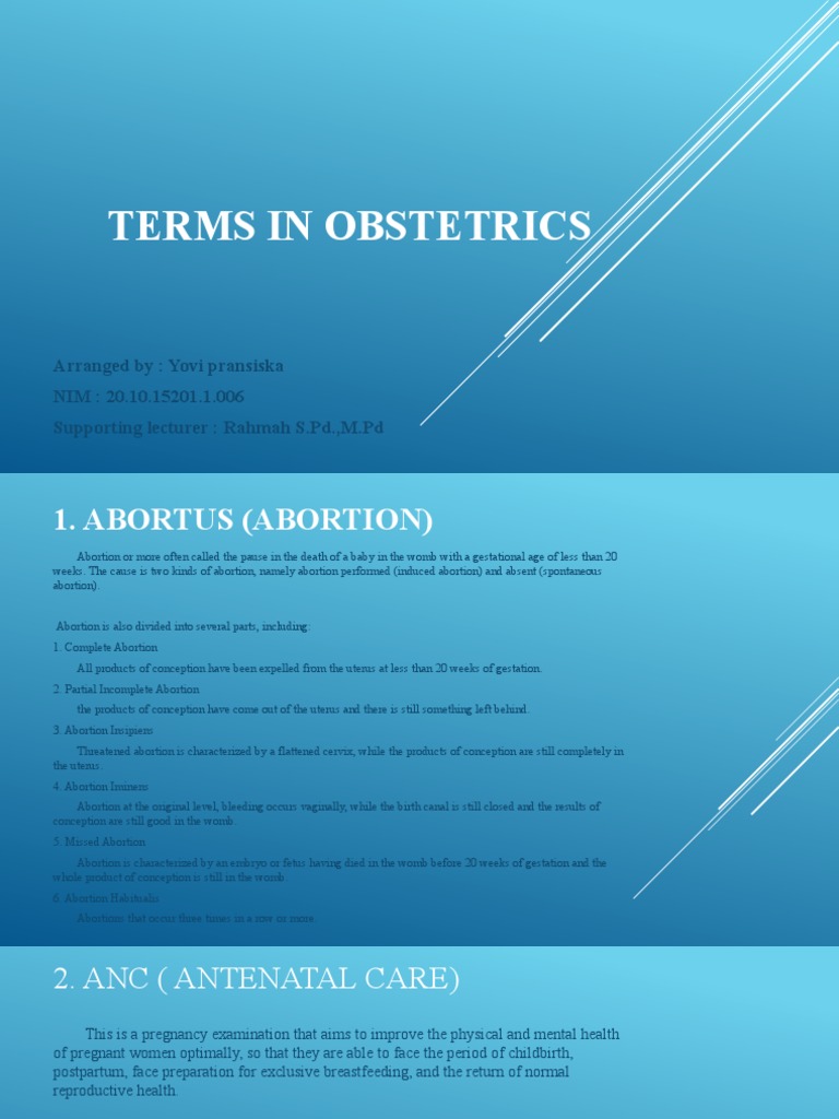 Key Terms in Obstetrics Explained | PDF | Pregnancy | Prenatal Development