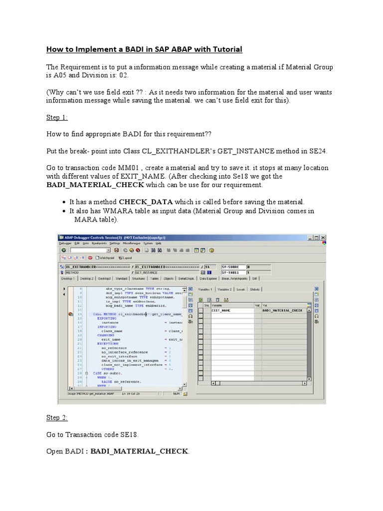 How To Implement A BADI in SAP ABAP With Tutorial | PDF
