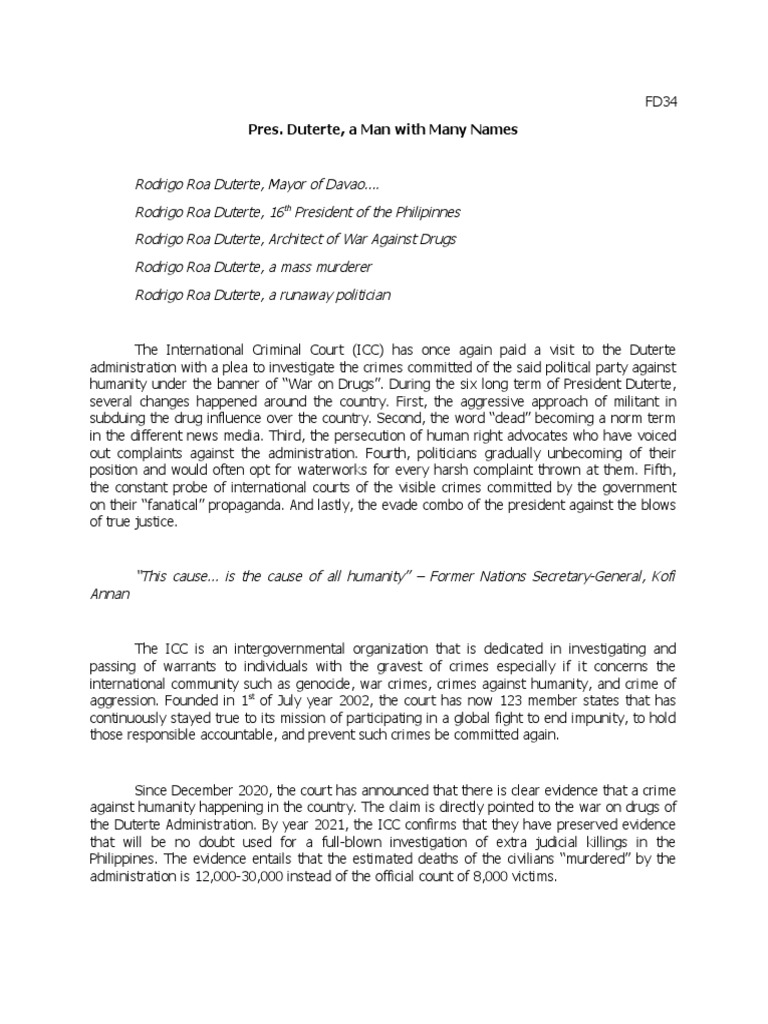 Sample Editorial Writing | PDF | Rodrigo Duterte | International ...