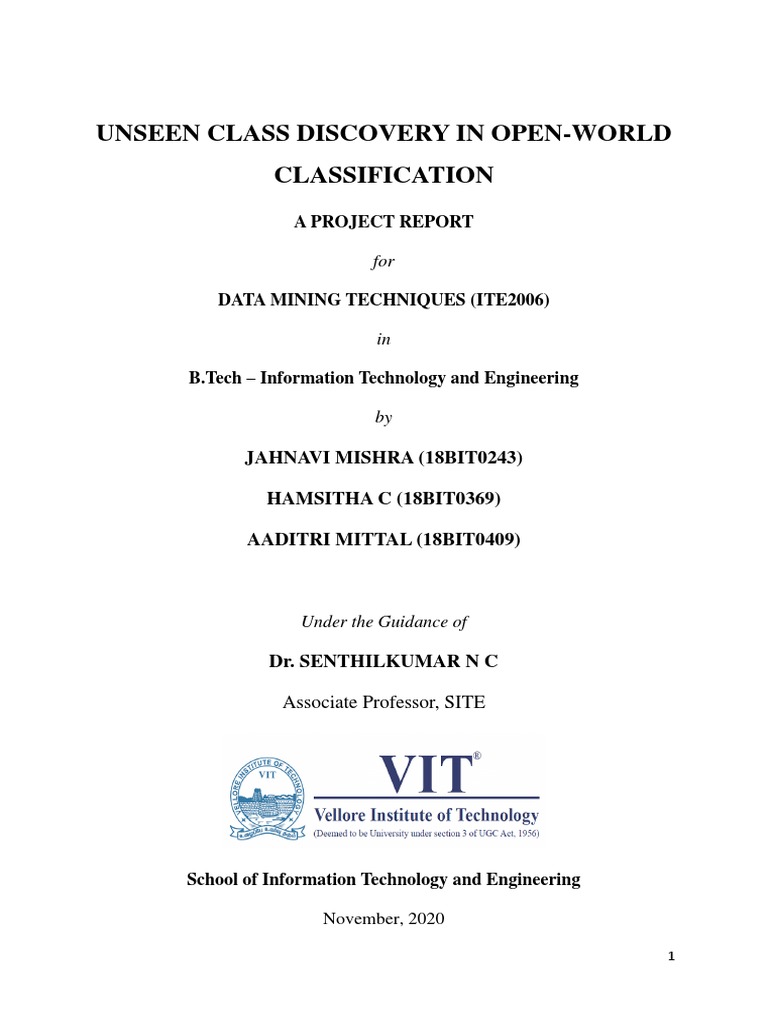 Unseen Class Discovery in Open-World Classification: A Project Report ...