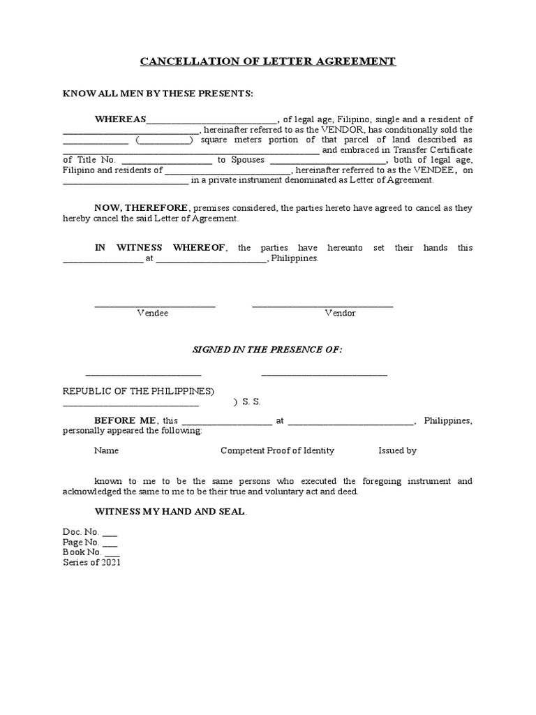 Law - Cancellation of Letter Agreement | PDF | Law | Social Science