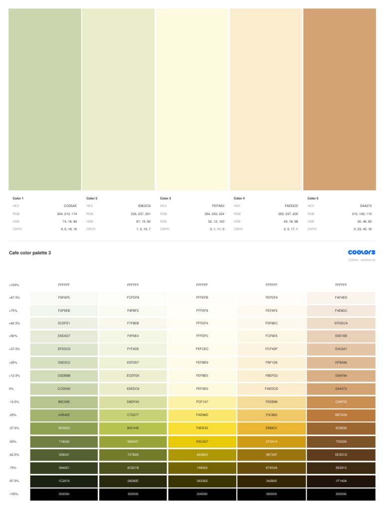 Cafe Color Palette 3 | Download Free PDF | Rgb Color Model | Visual System
