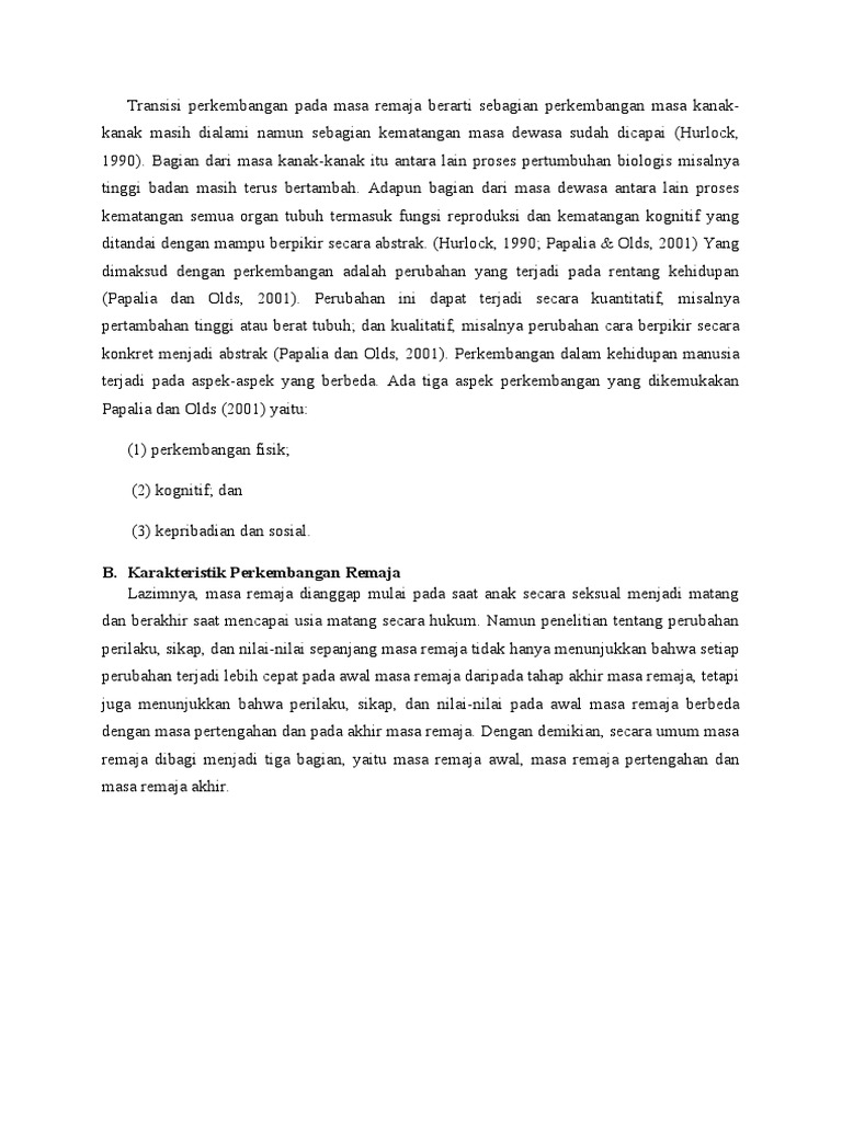 Transisi Perkembangan Pada Masa Remaja | PDF
