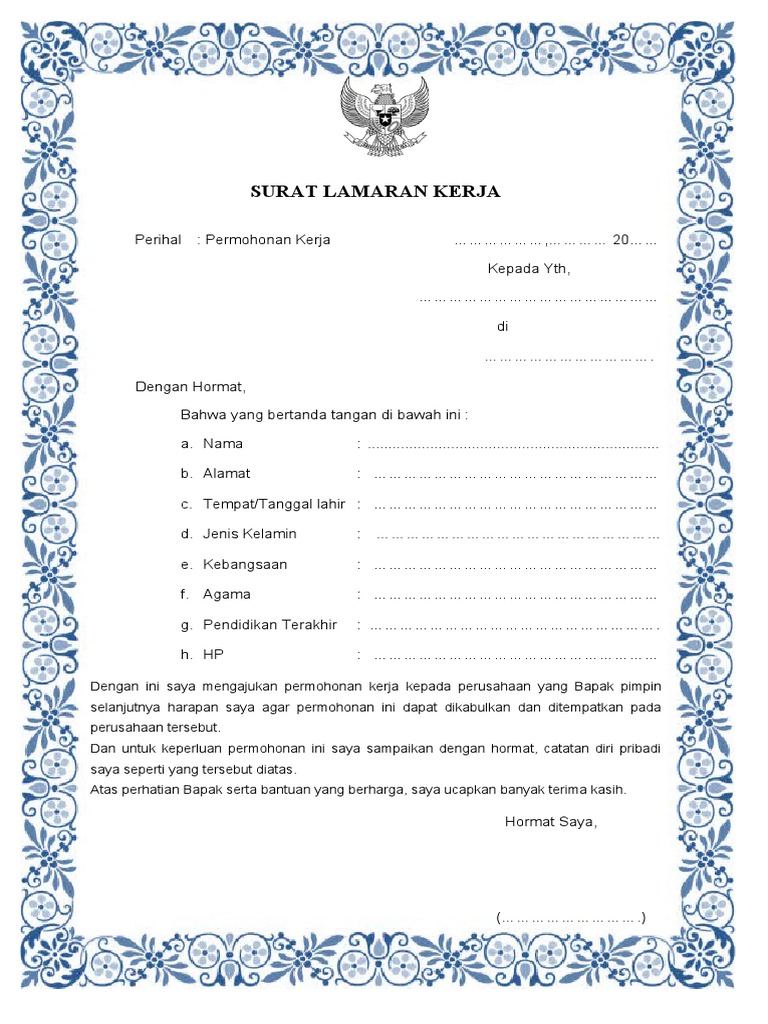 Blangko Lamaran Kerja | PDF