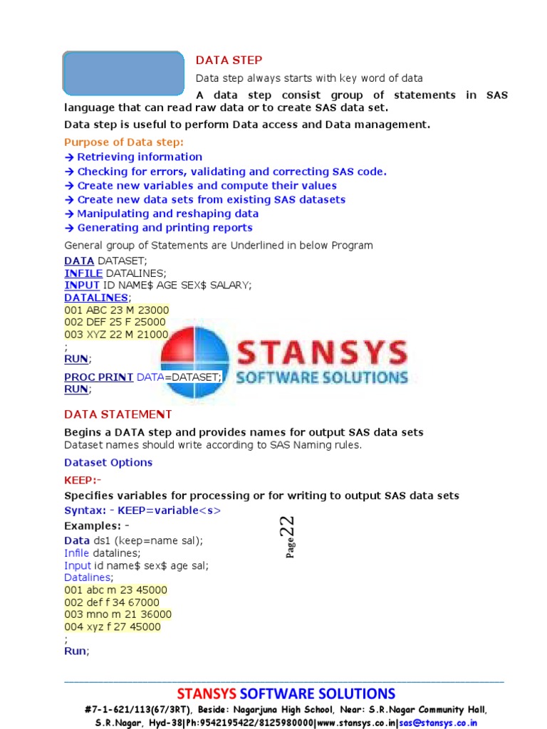 Sas Data Statement | PDF | Sas (Software) | Computer File