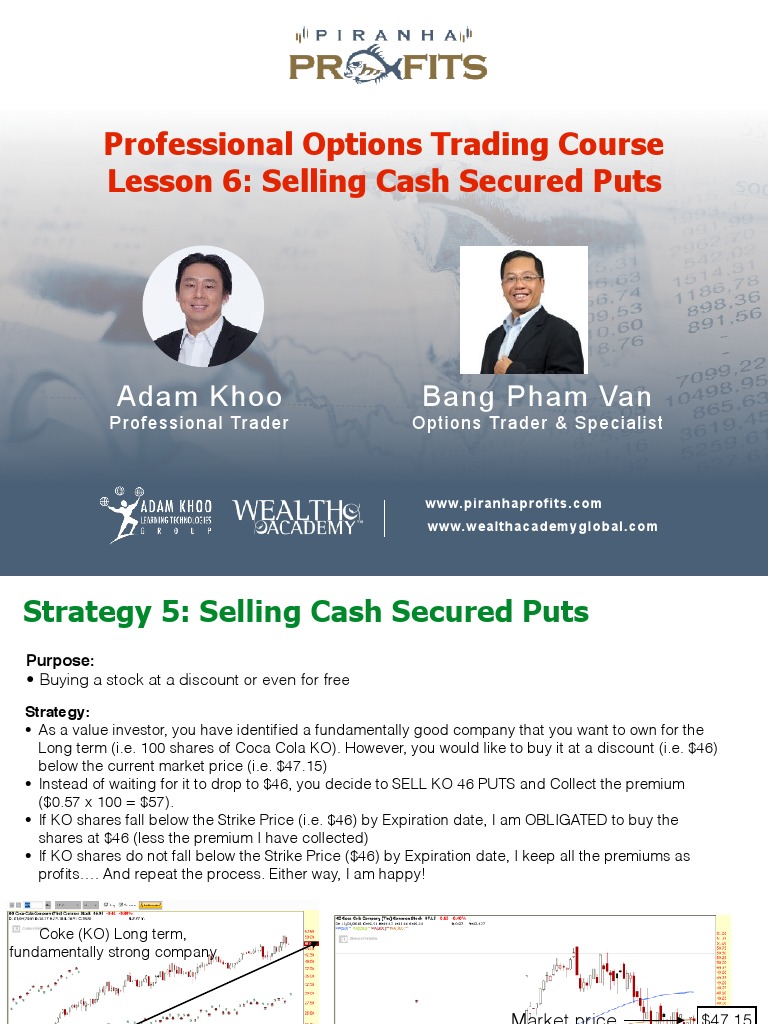 Selling Cash Secured Puts Explained | PDF | Option (Finance) | Put Option