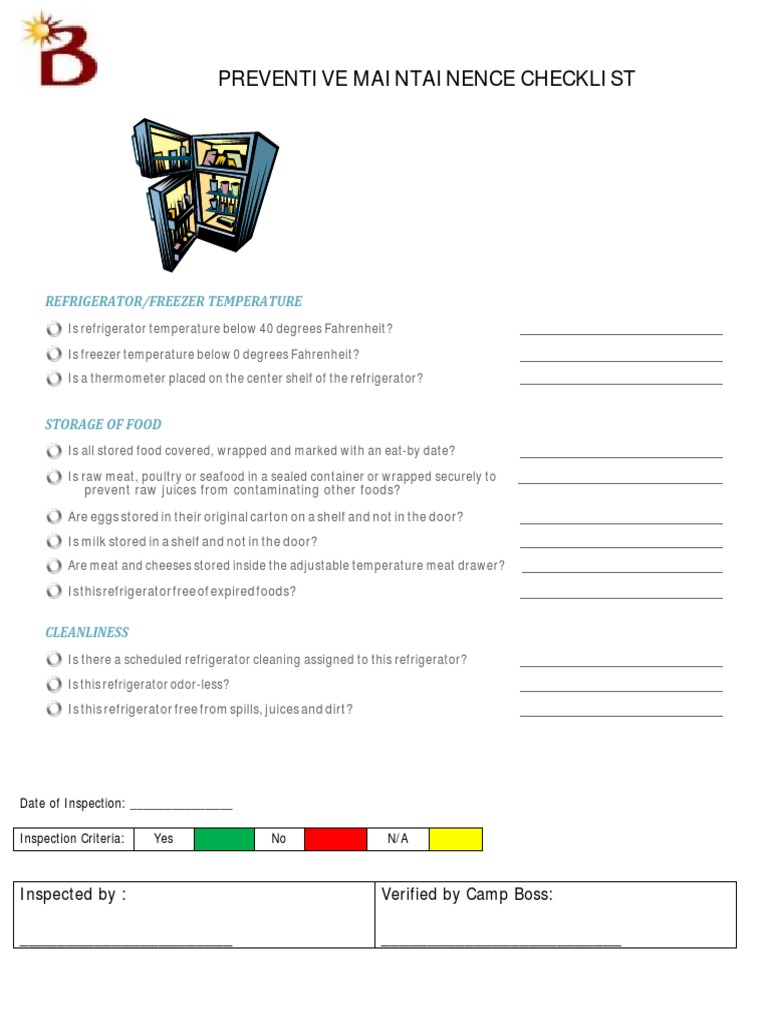 Refrigerator Checklist PM | PDF