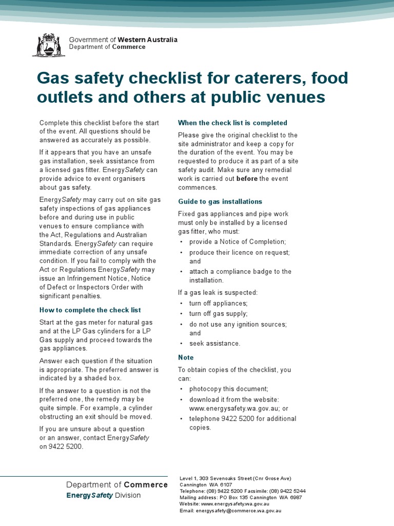 Gas Appliance Checklist | PDF | Regulatory Compliance | Equipment