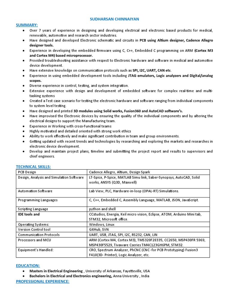Sudharsan Chinnaiyan Summary:: Designer Tools. and Cortex M4) Based ... Sudharsan Chinnaiyan Summary:: Designer Tools. and Cortex M4) Based ...