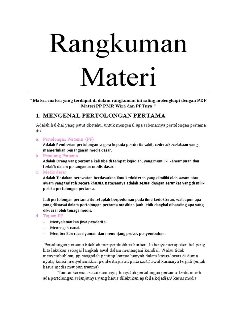 Rangkuman Materi PMR WIRA | PDF