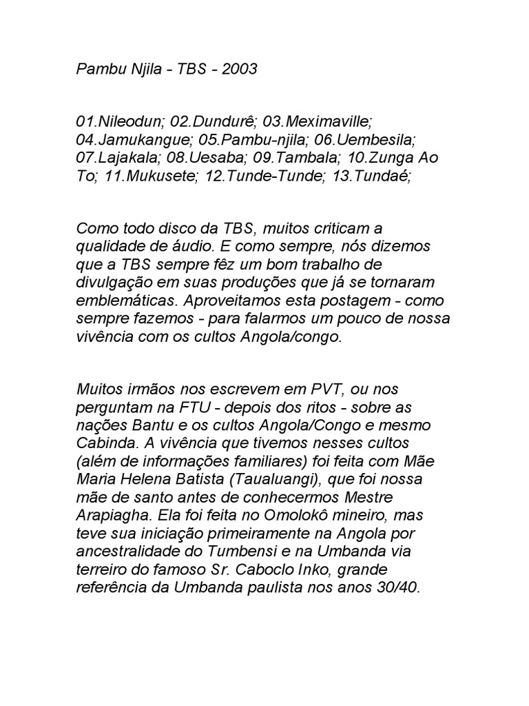 Qualidades de Pambu Njila | PDF