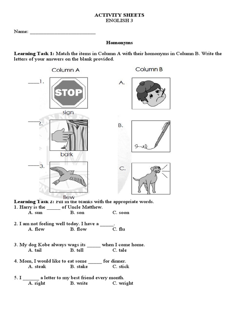 ENGLISH 3 Activity Sheet Q3 W1 | PDF