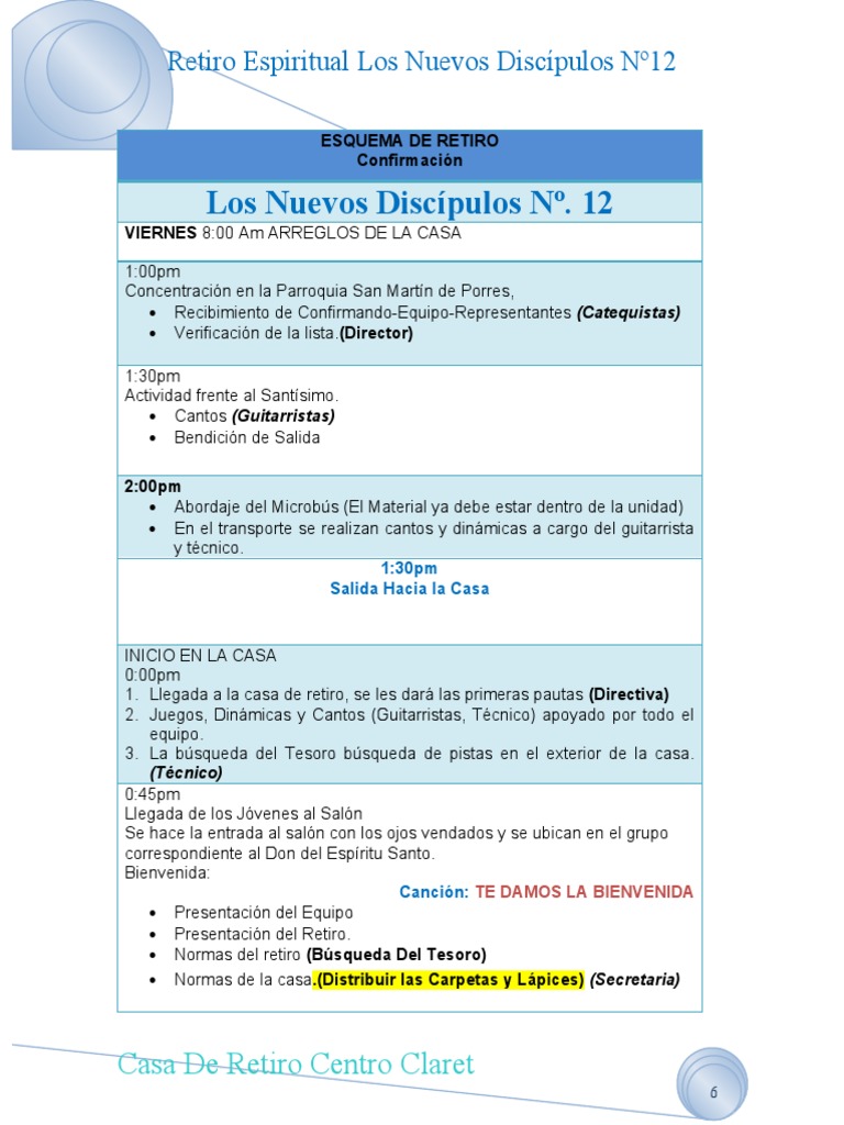 Un fin de semana de reflexión espiritual: el esquema del retiro de confirmación para los Nuevos ...