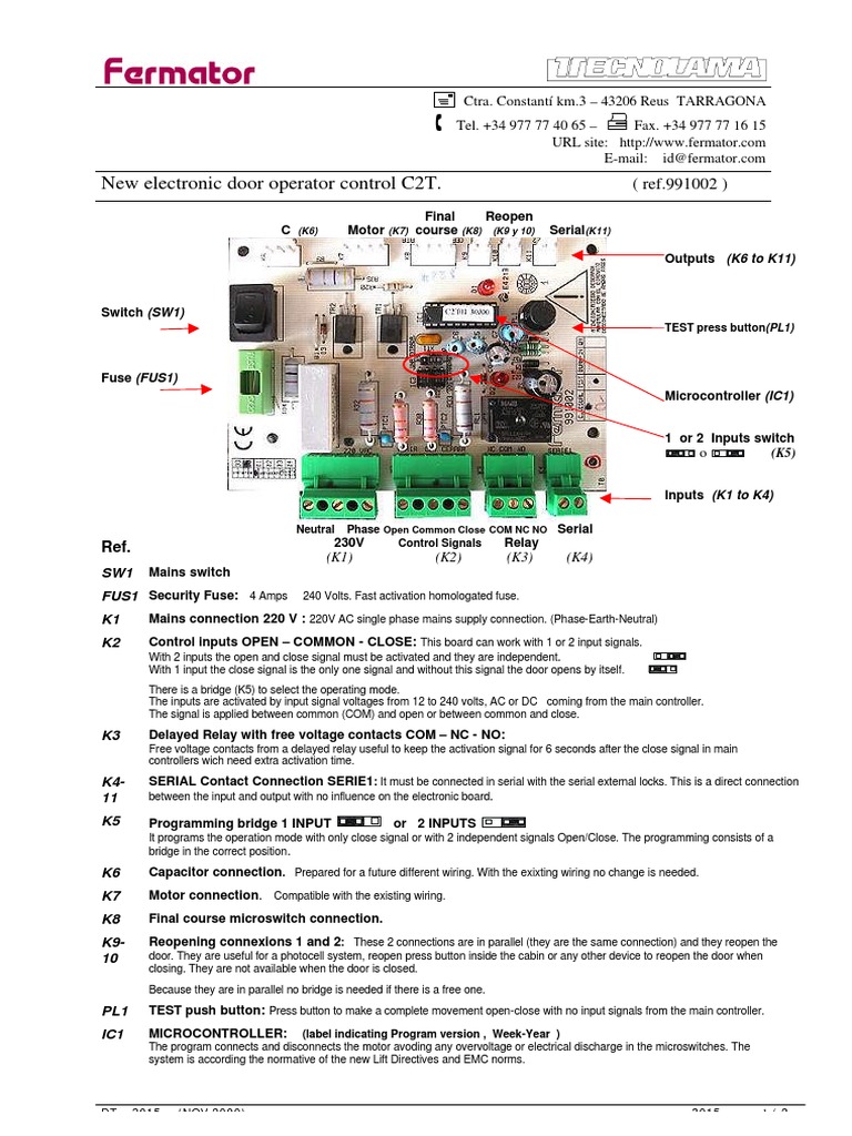 Manual Fermator C2T | PDF | Switch | Relay