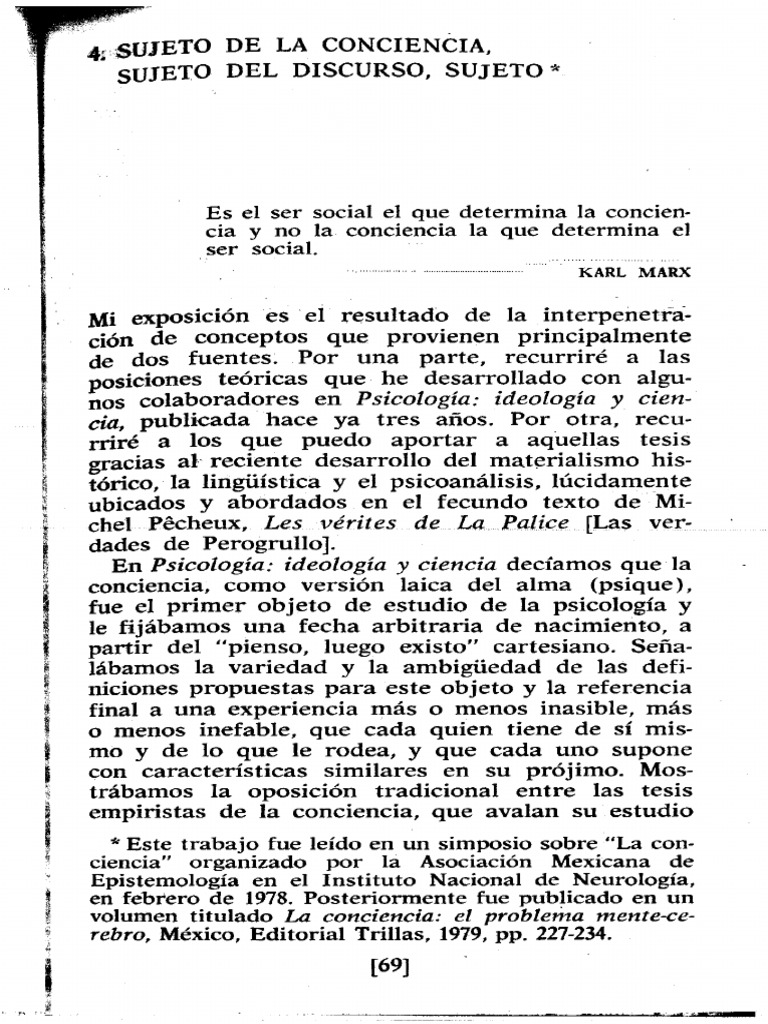 Cap 4 y 5 Braunstein Psiquiatría, Teoría Del Sujeto, Psicoanálisis (Hacia Lacan) | PDF ...