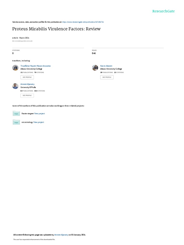 Proteus Mirabilis | Download Free PDF | Urinary Tract Infection | Infection