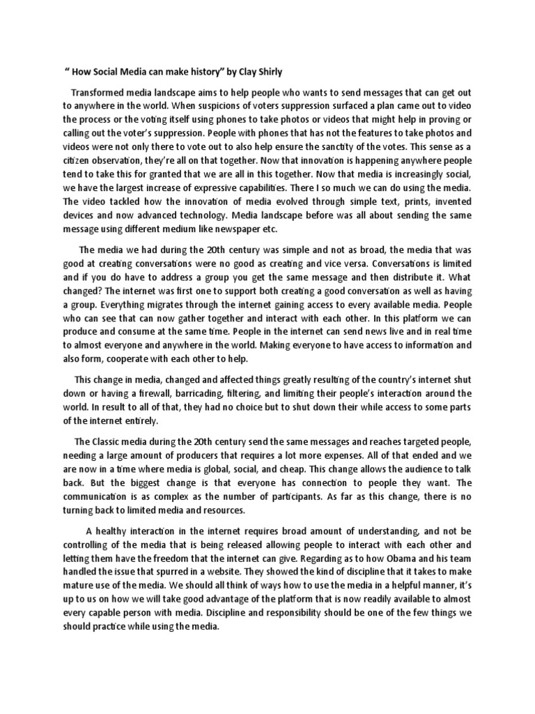 Social Media's Role in Modern History | PDF | Mass Media | Internet