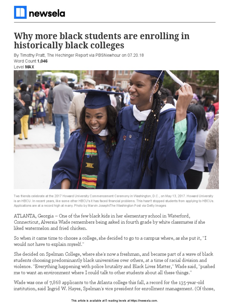 Lib Increase in HBCU Enrollment 40616 Article - and - Quiz | PDF | The ...
