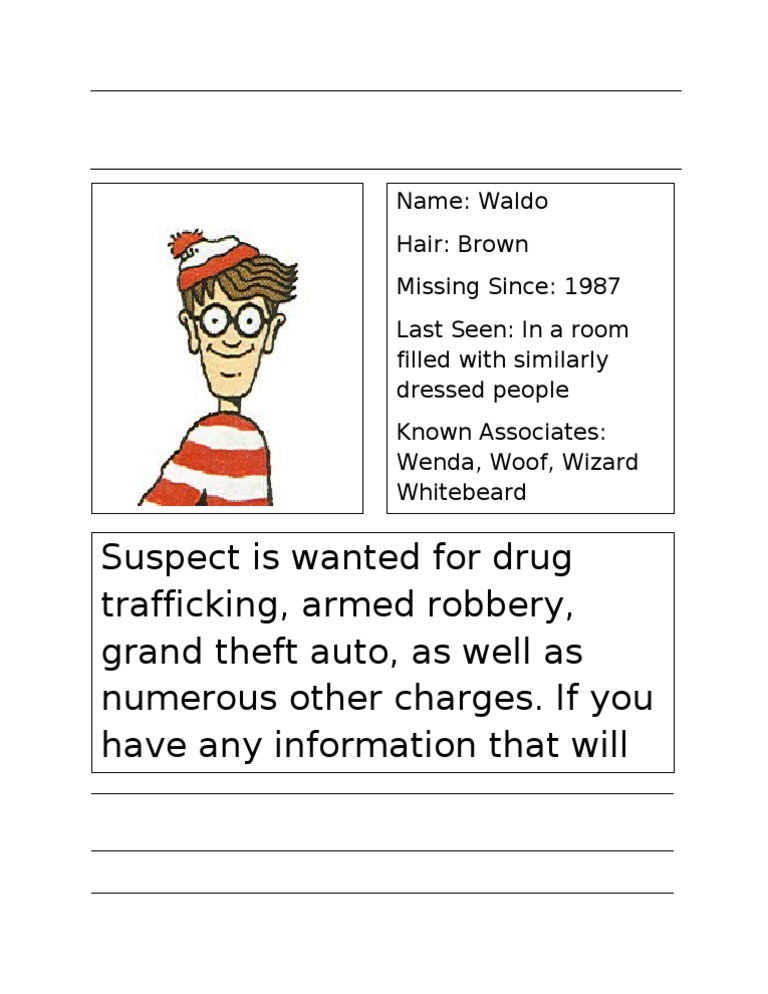 Missing Person: Waldo's Profile | PDF | Mystery, Thriller & Crime Fiction