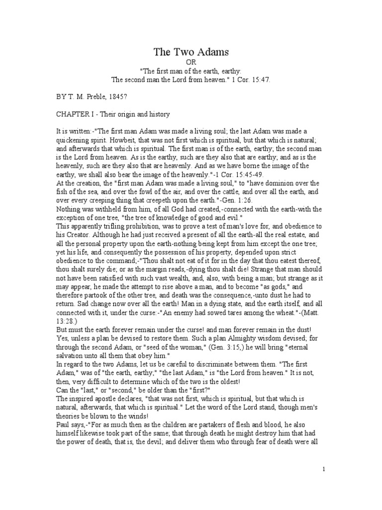 The Two Adams by T.M.Preble | PDF | God The Father | Gabriel