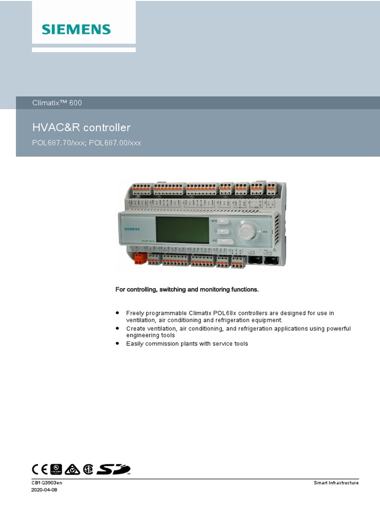 HVAC&R Controller: Climatix™ 600 | PDF | Power Supply | Alternating Current
