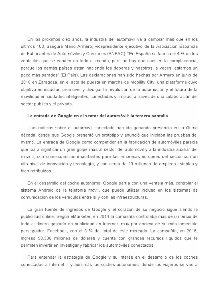 Futuro del Automóvil: Innovación y Desafíos | PDF | Coche | Radar