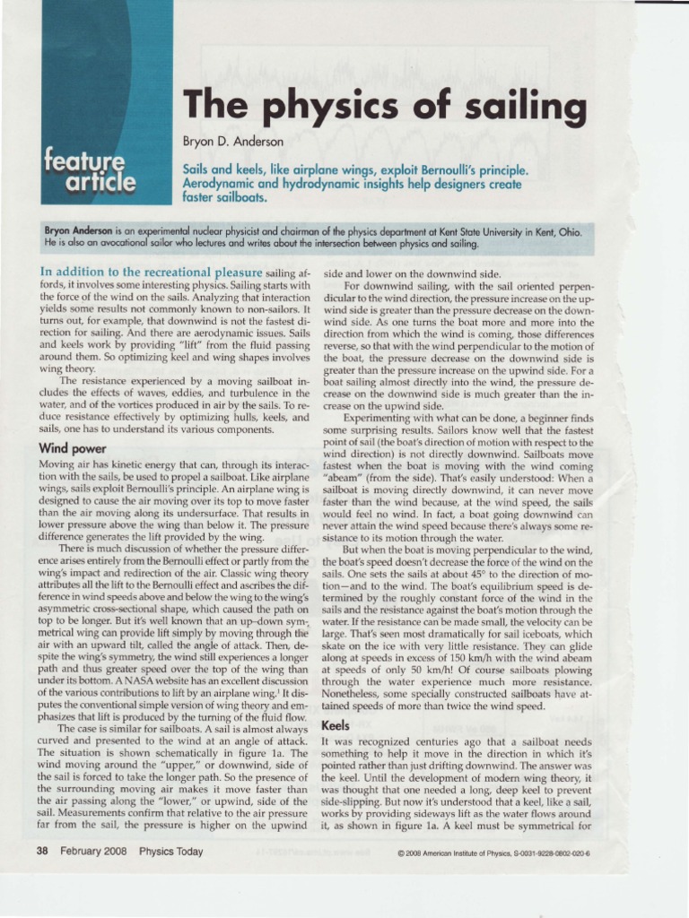 Physics of Sailing | PDF | Lift (Force) | Turbulence