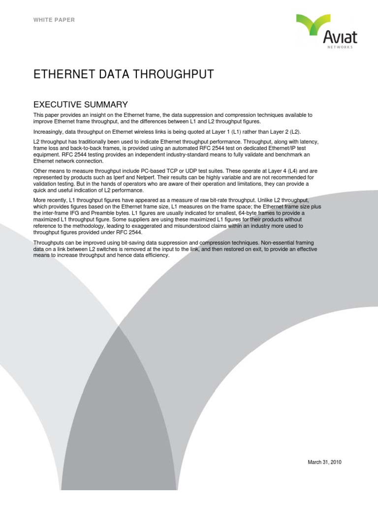 Ethernet Throughput | Download Free PDF | Bit Rate | Network Packet