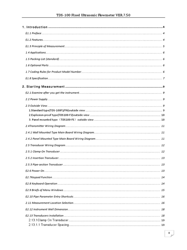 tds-100 Manual Ultimo | PDF | Flow Measurement | Pipe (Fluid Conveyance)