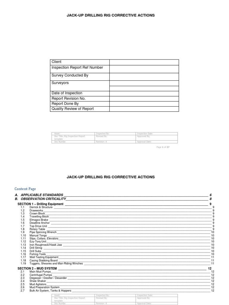 Sample Corrective Action Report | PDF | Drilling Rig | Oil Well