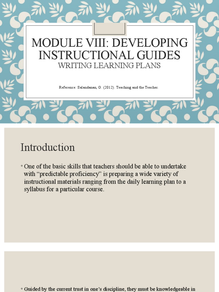 Developing Instructional Guides | PDF | Lesson Plan | Teachers
