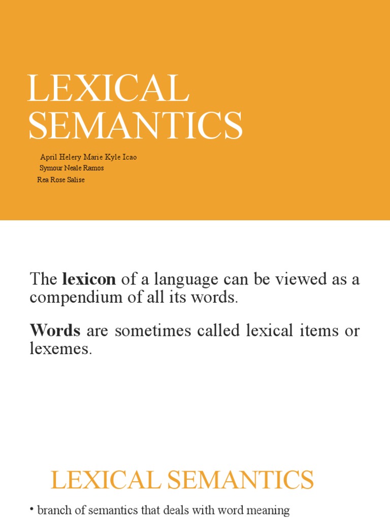 Lexical Semantics (Dr. Arcenas) | PDF | Linguistics | Lexicology