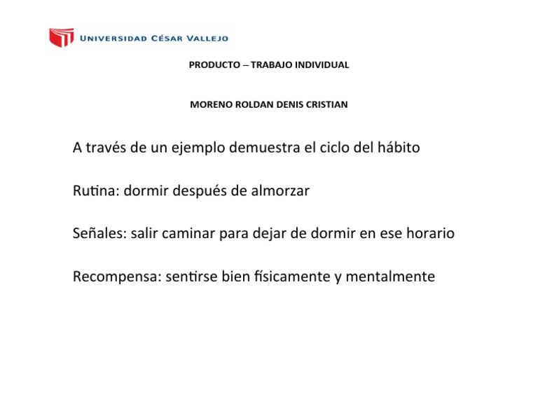 Ciclo Del Habito. Moreno Roldan Denis | PDF