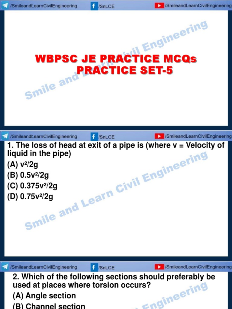 Practice Multiple Choice Questions on Civil Engineering Topics ...