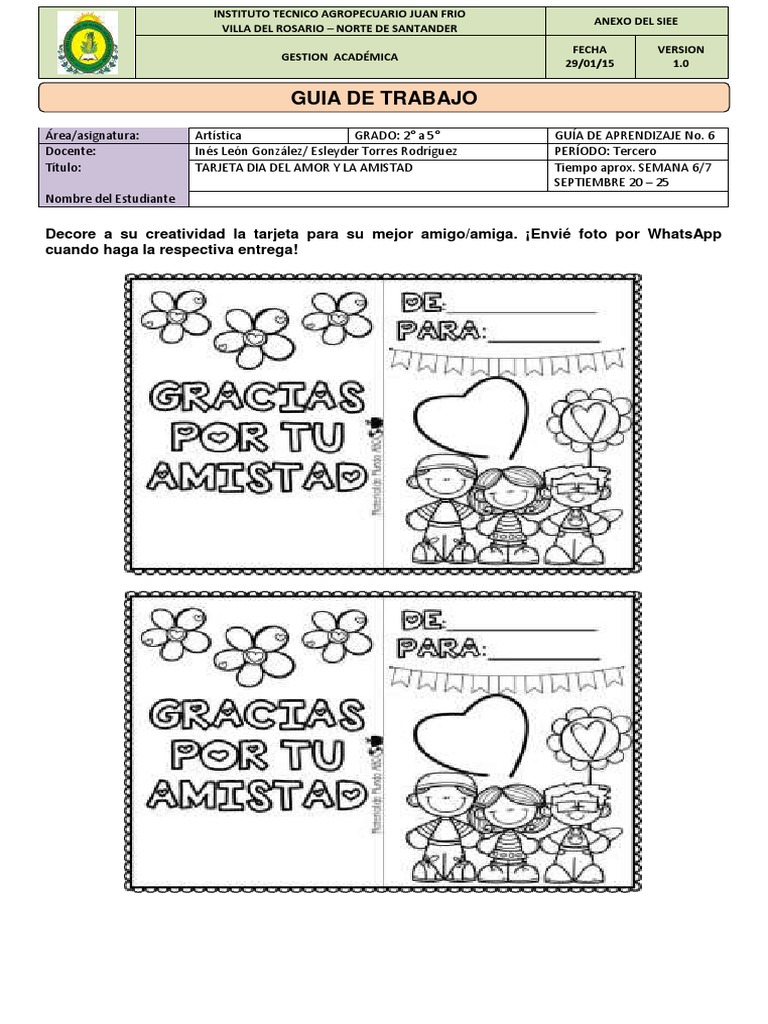 G7 Tarjeta Dia Del Amor y La Amistad | PDF
