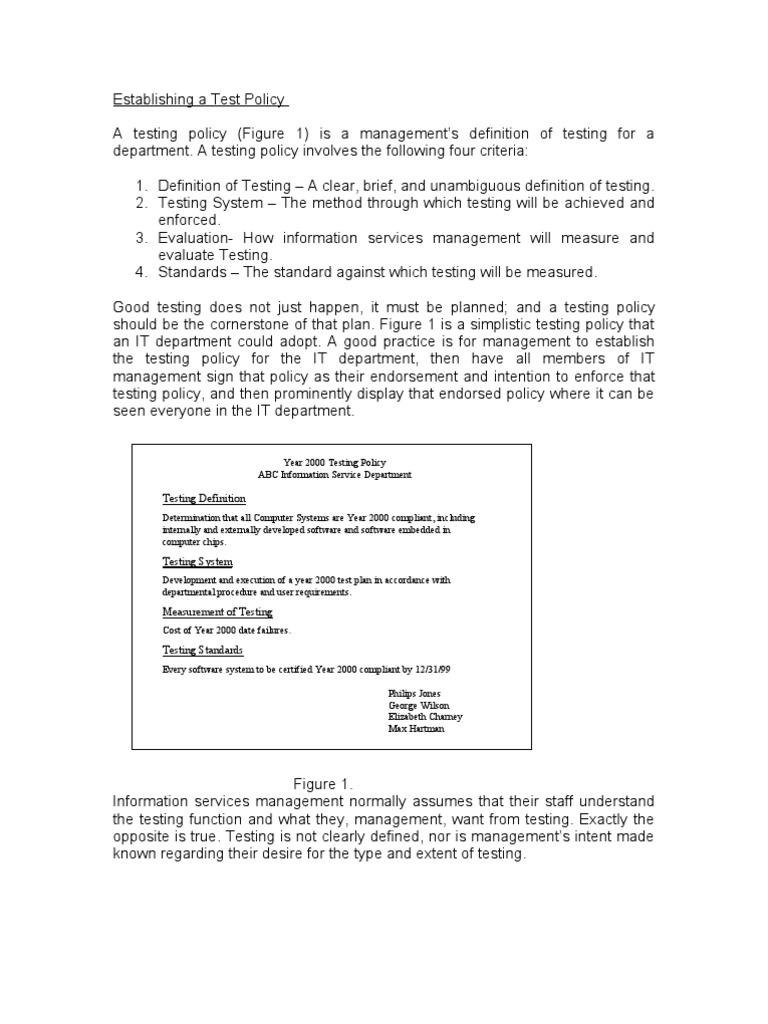 IT Testing Policy Development Guide | PDF | Programmer | Policy