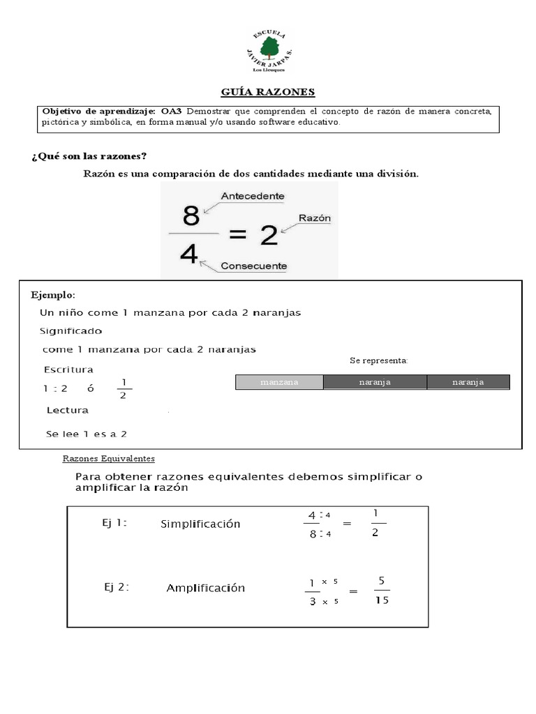 Guía de Razones para Sexto Básico | PDF