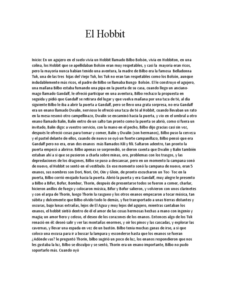 El Hobbit | PDF | Bilbo Baggins | El Hobbit
