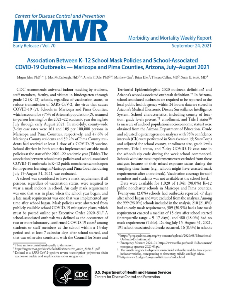 CDC School Mask Studies | PDF | Health Sciences | Medicine
