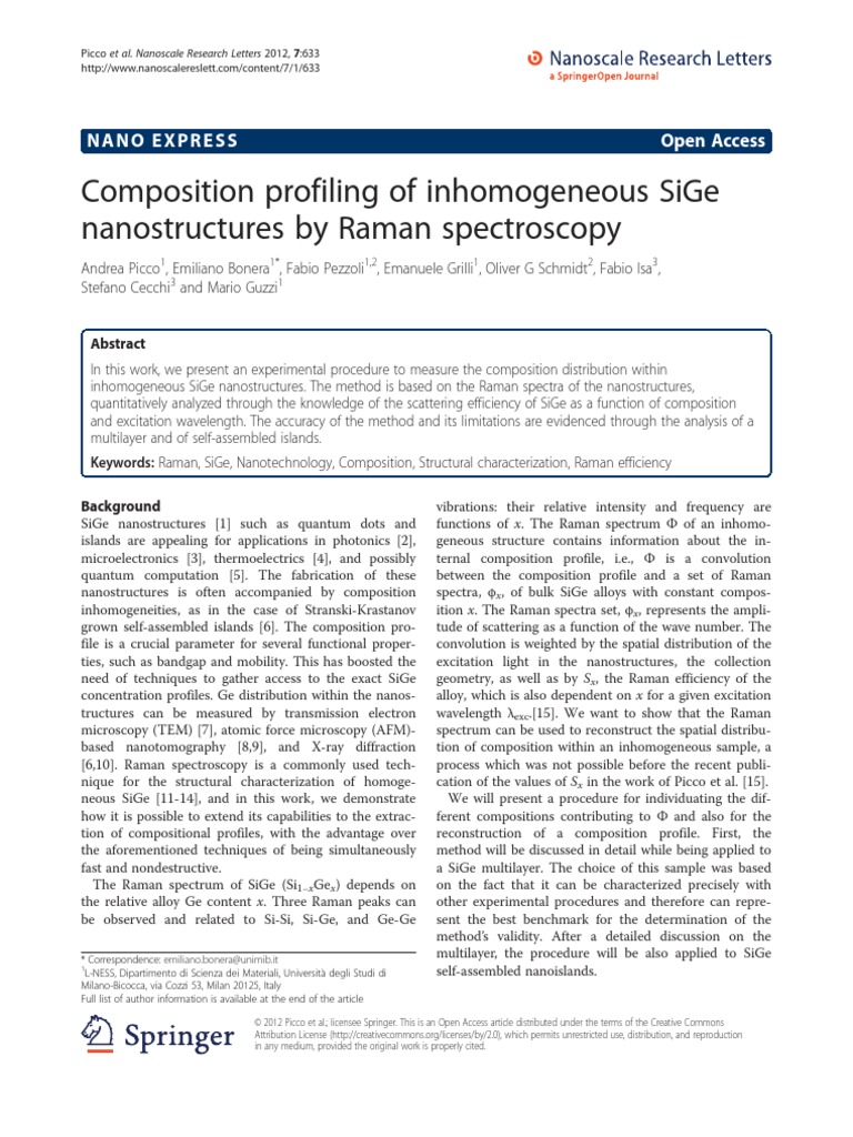 Composition Profiling of Inhomogeneous Sige Nanostructures by Raman ...